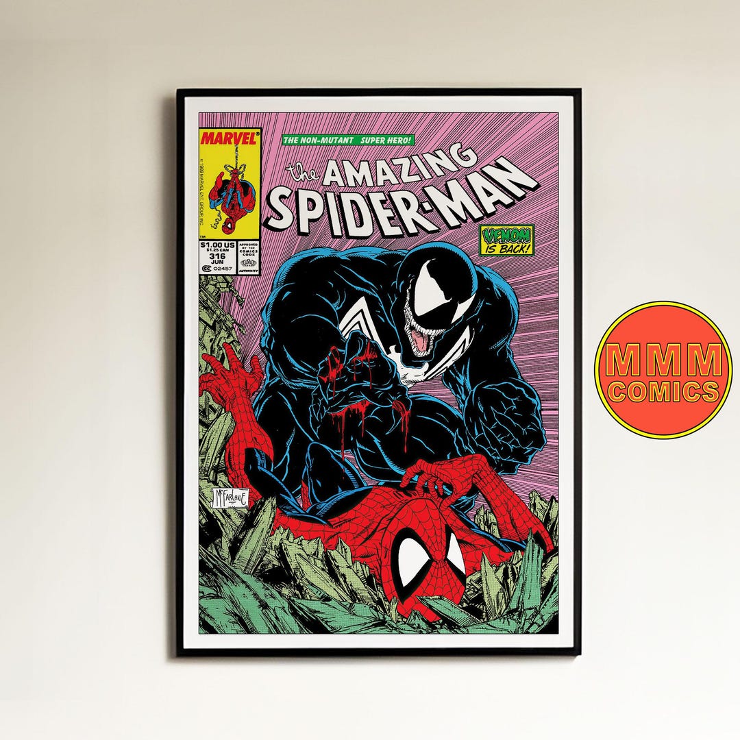 Venom + Spider-man Wall Art | Digital Download | Marvel Comic Cover ...