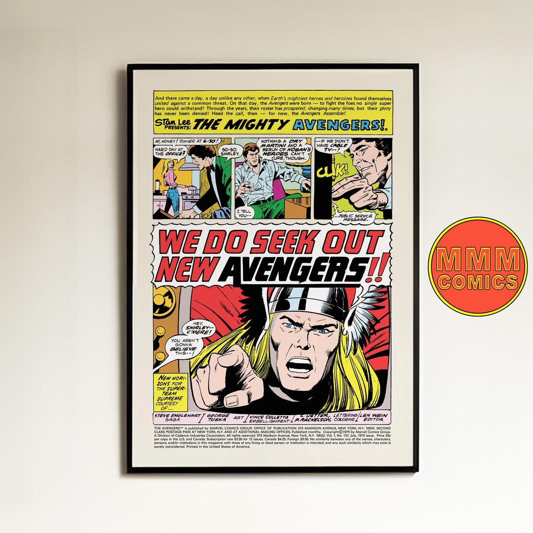 Avengers Wall Art | Digital Download | Marvel Splash Page | Vintage 70s ...