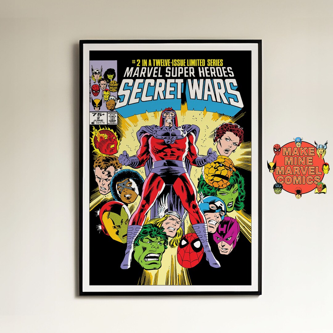 Secret Wars 02 Wall Art Marvel Comic Print Digital Download 1980s Retro ...