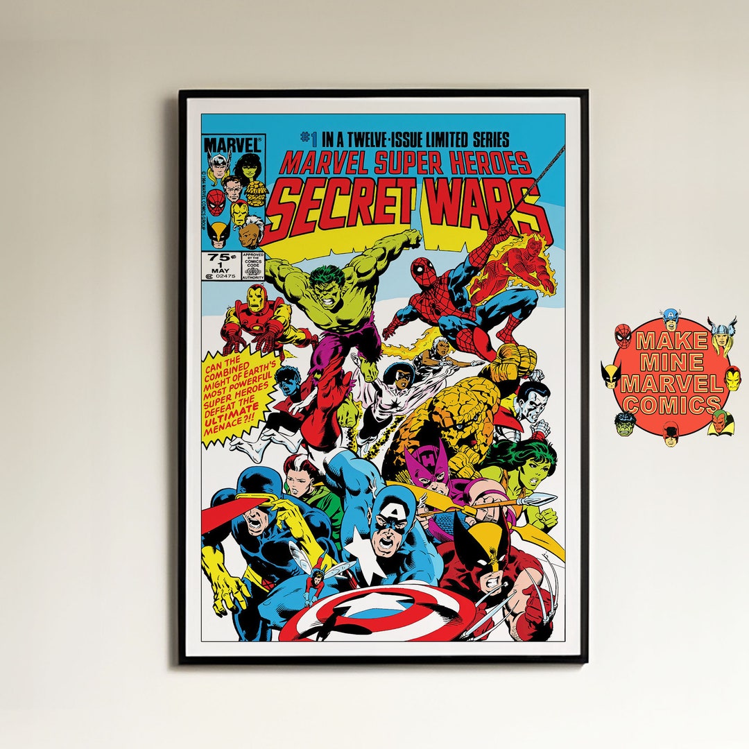 Secret Wars 01 Wall Art Marvel Comic Print Digital Download 1980s Retro ...