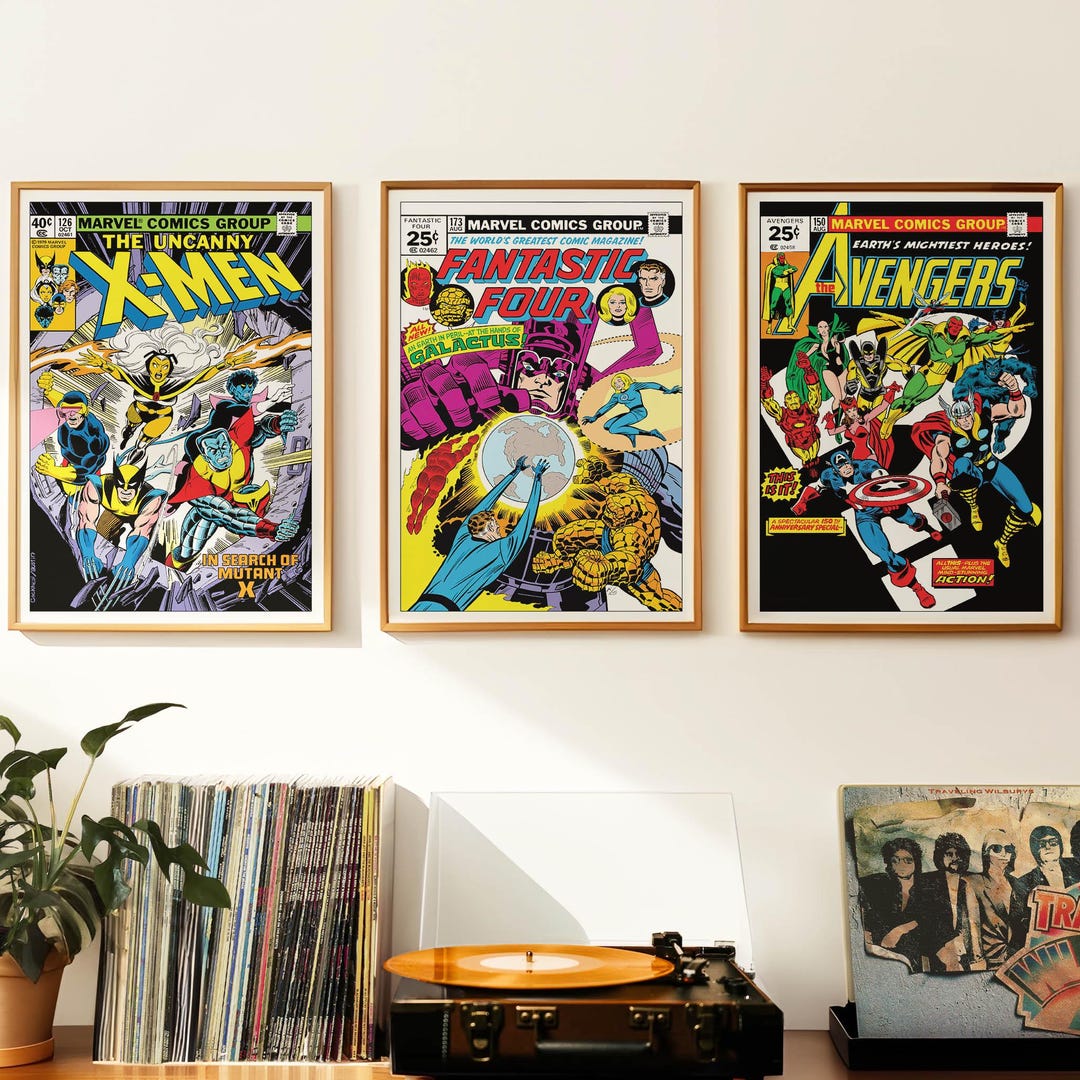 Marvel Teams Wall Art Digital Download Comic Print X 3 Vintage Retro ...