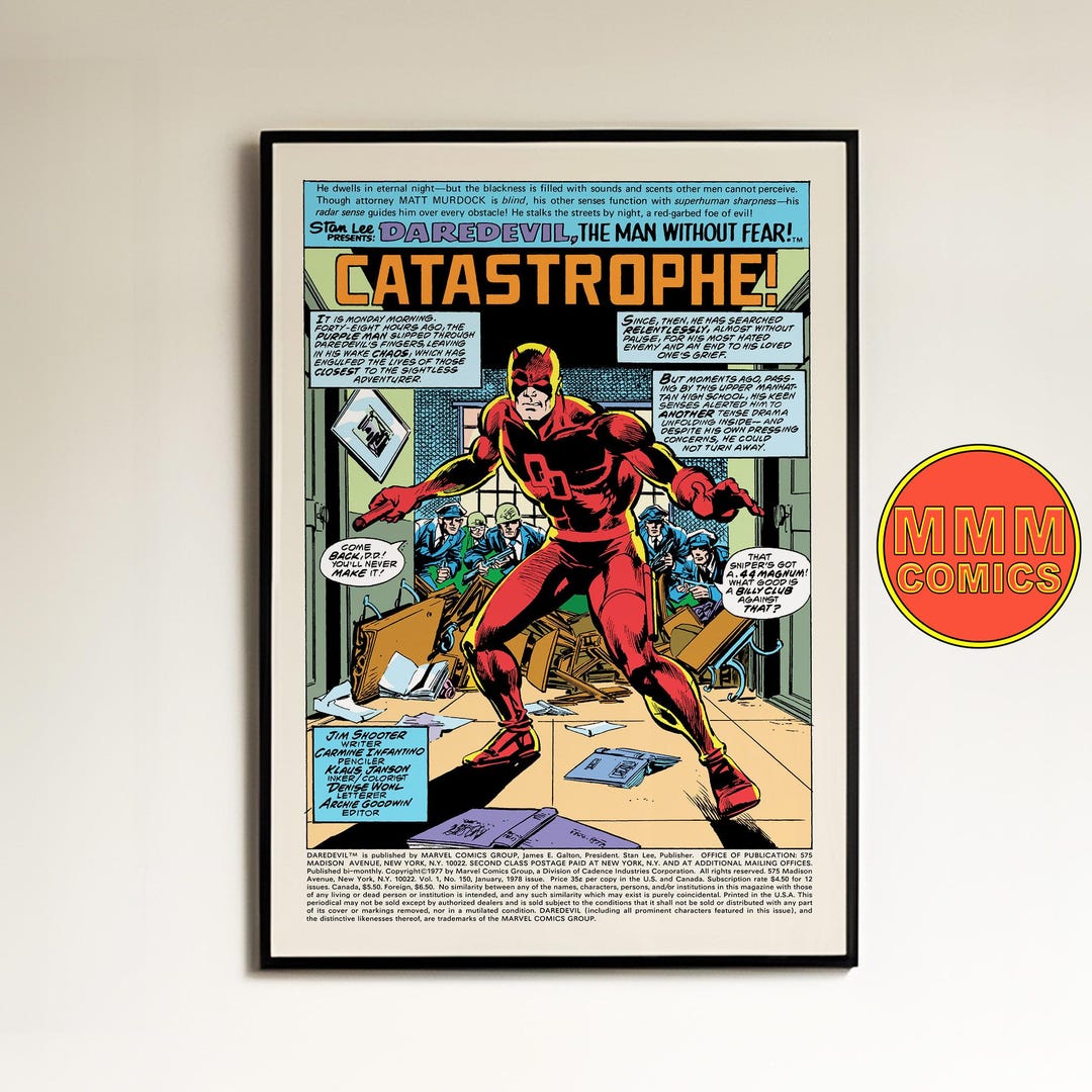 Daredevil Wall Art | Digital Download | Marvel Splash Page | Vintage ...