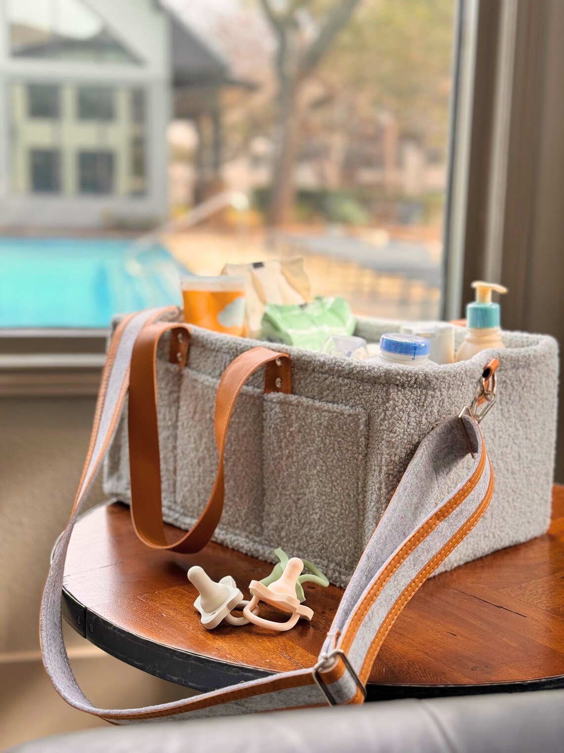 Gray Teddy Fabric Diaper Caddy Organizer / Nursery Storage Bin - Etsy