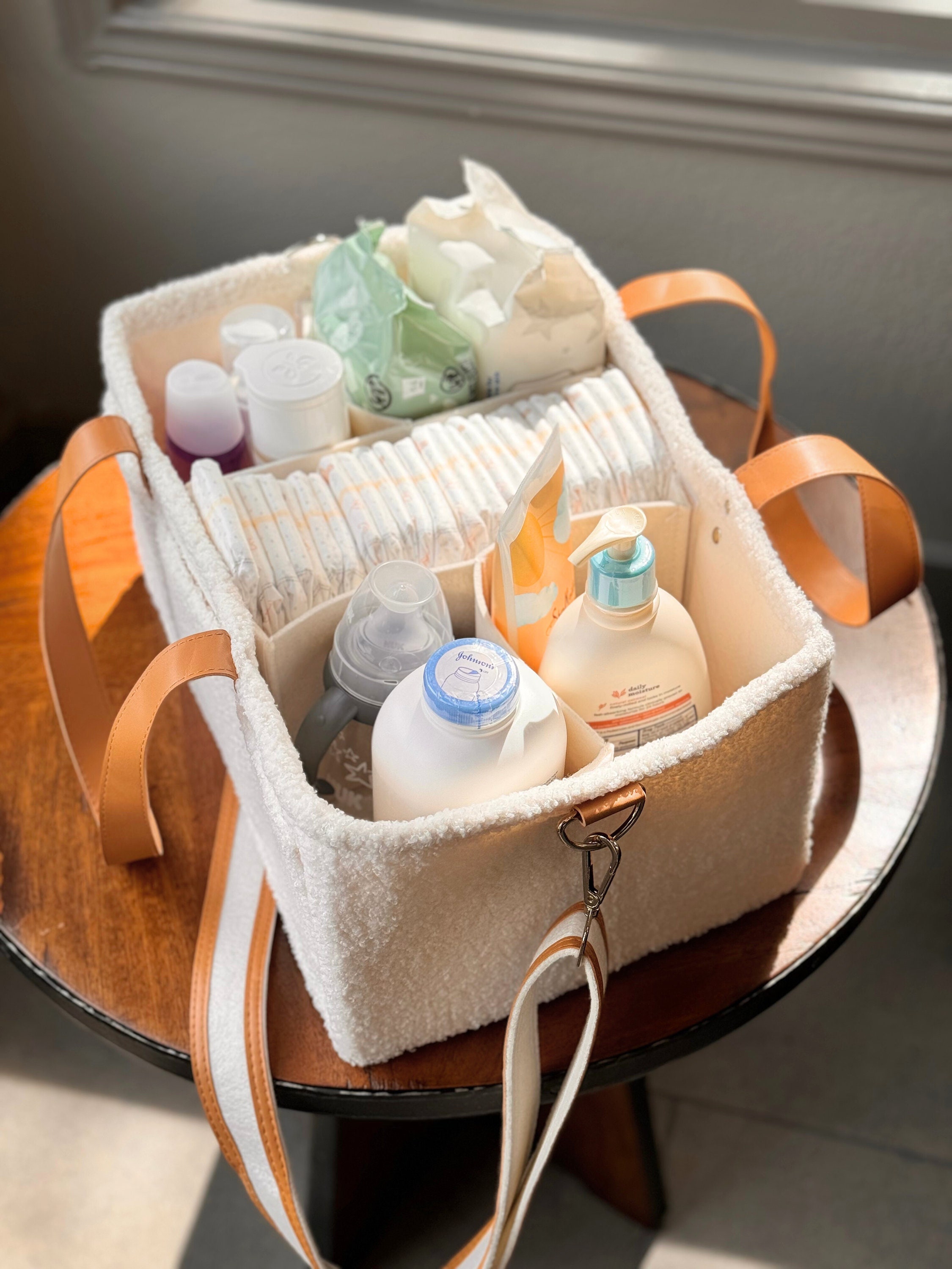 White Teddy Fabric Diaper Caddy Organizer / Nursery Storage Bin - Etsy