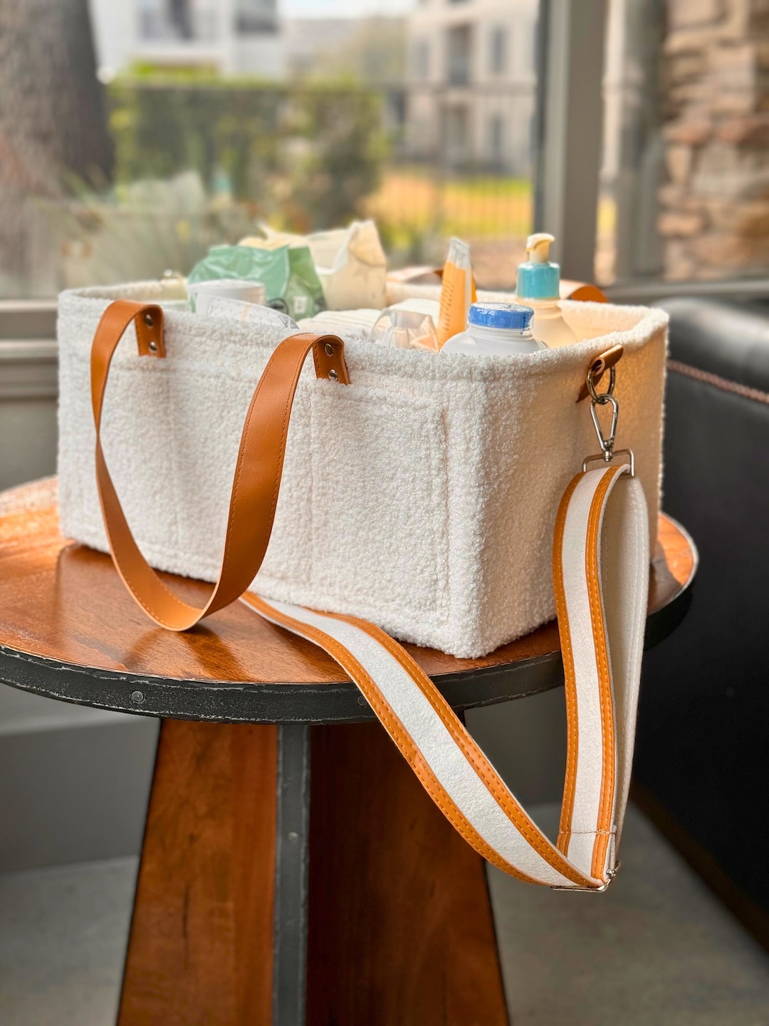 White Teddy Fabric Diaper Caddy Organizer / Nursery Storage Bin - Etsy