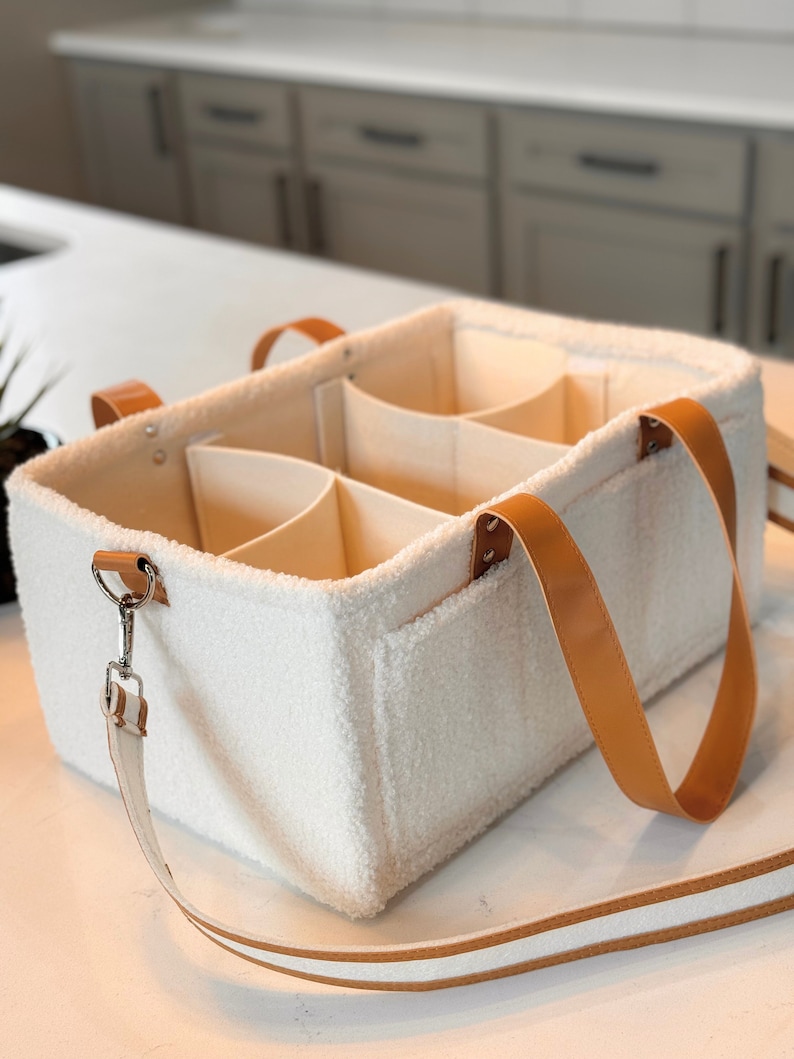 White Teddy Fabric Diaper Caddy Organizer / Nursery Storage Bin - Etsy