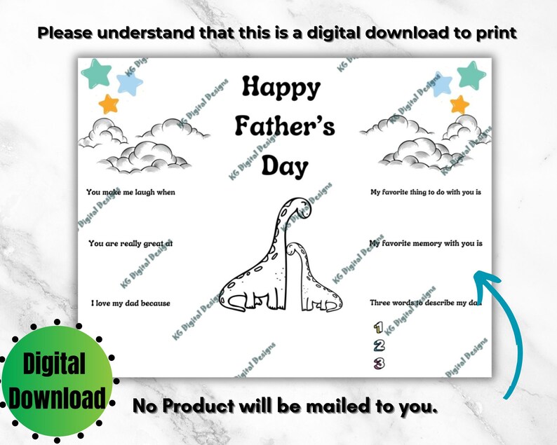 Roar-some Father's Day Activity Sheet, Dino-mite Dad! Personalized ...