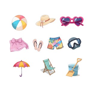 70 Summer Beach Clipart Bundle – PNG Files, Transparent Background,300 ...