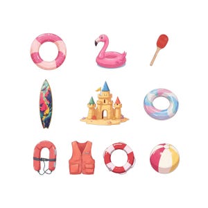 70 Summer Beach Clipart Bundle – PNG Files, Transparent Background,300 ...