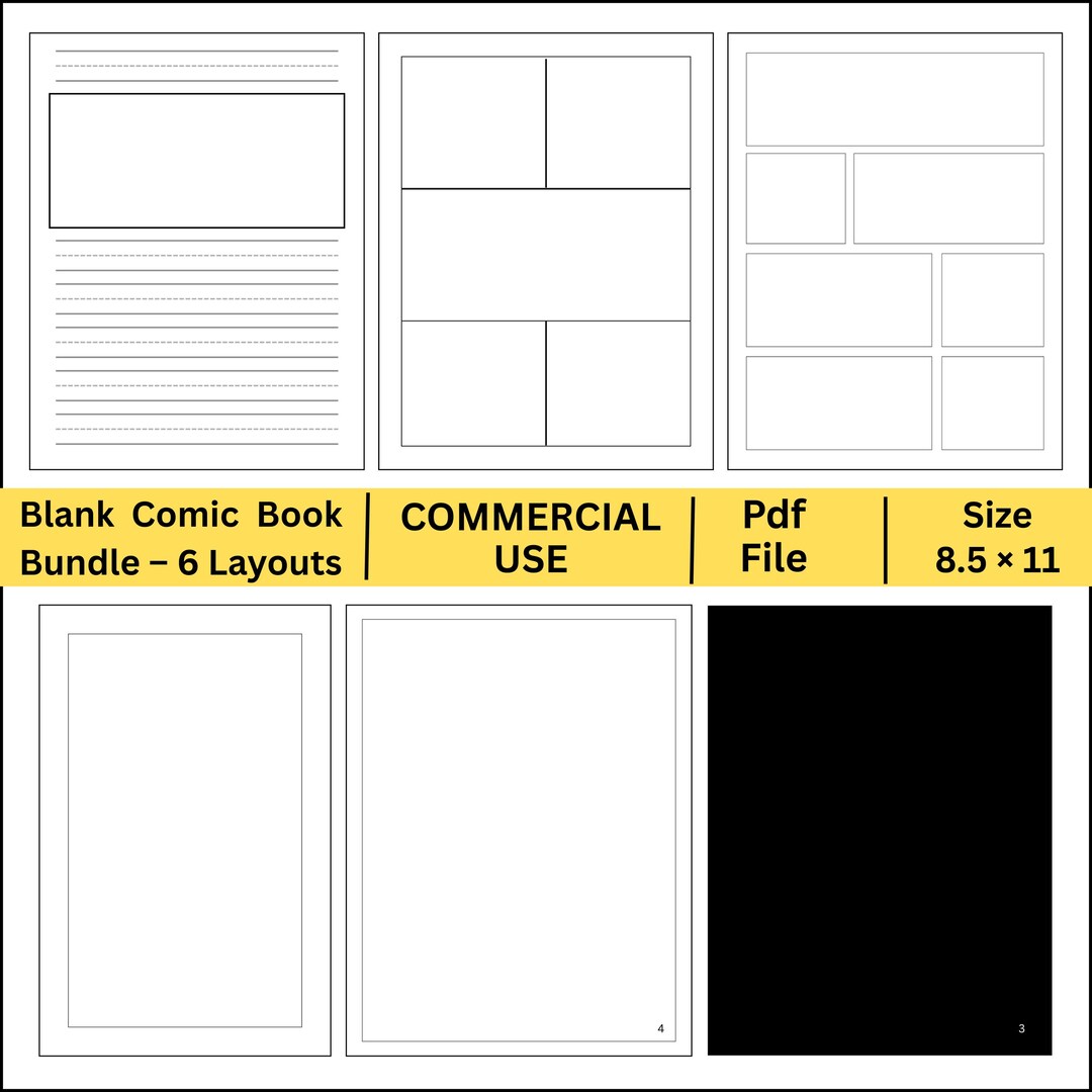 Blank Comic Books Set, Blank Comic Template, Comic Drawing Book,comic ...