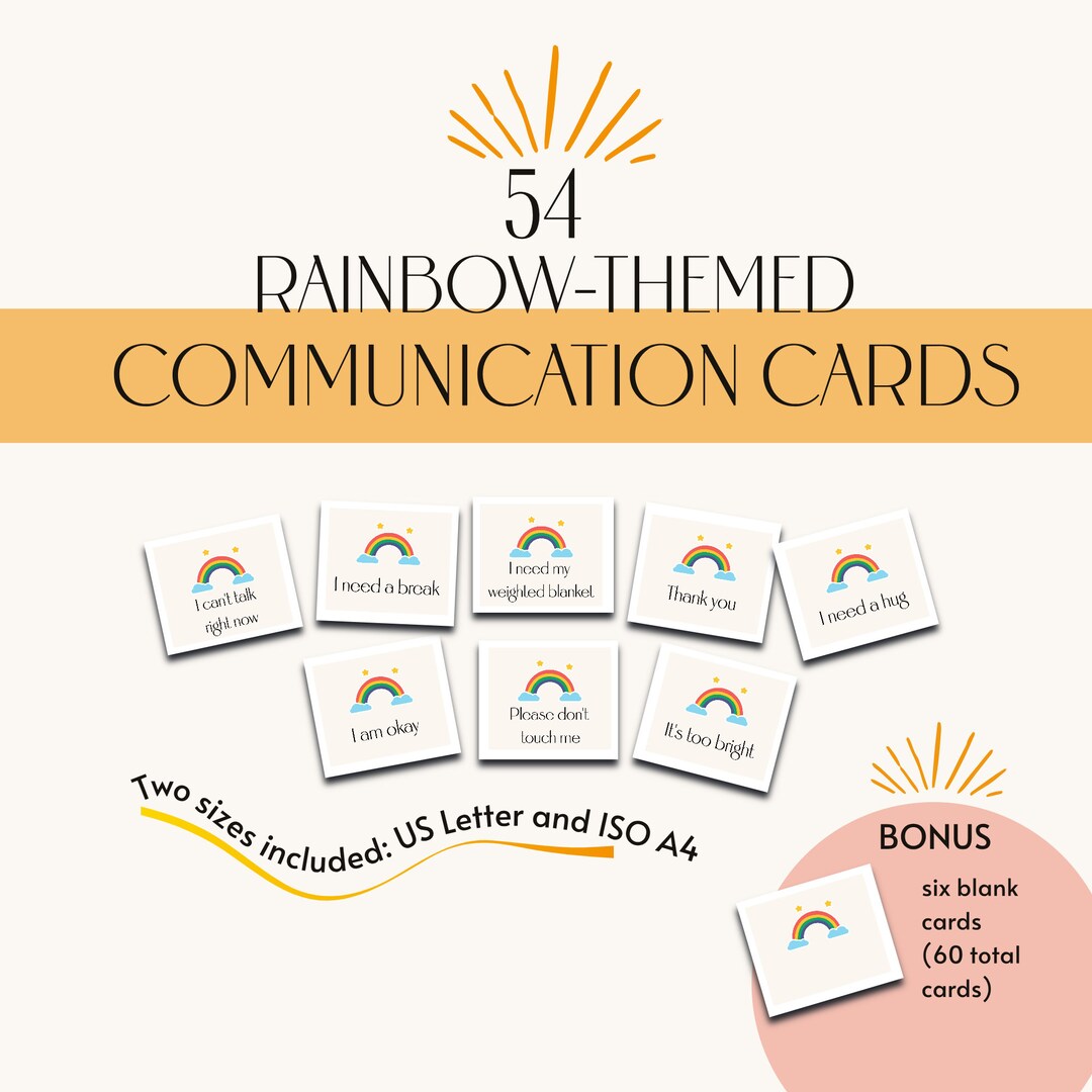 Communication Cards, Rainbow Communication Cards, Nonverbal Cards ...