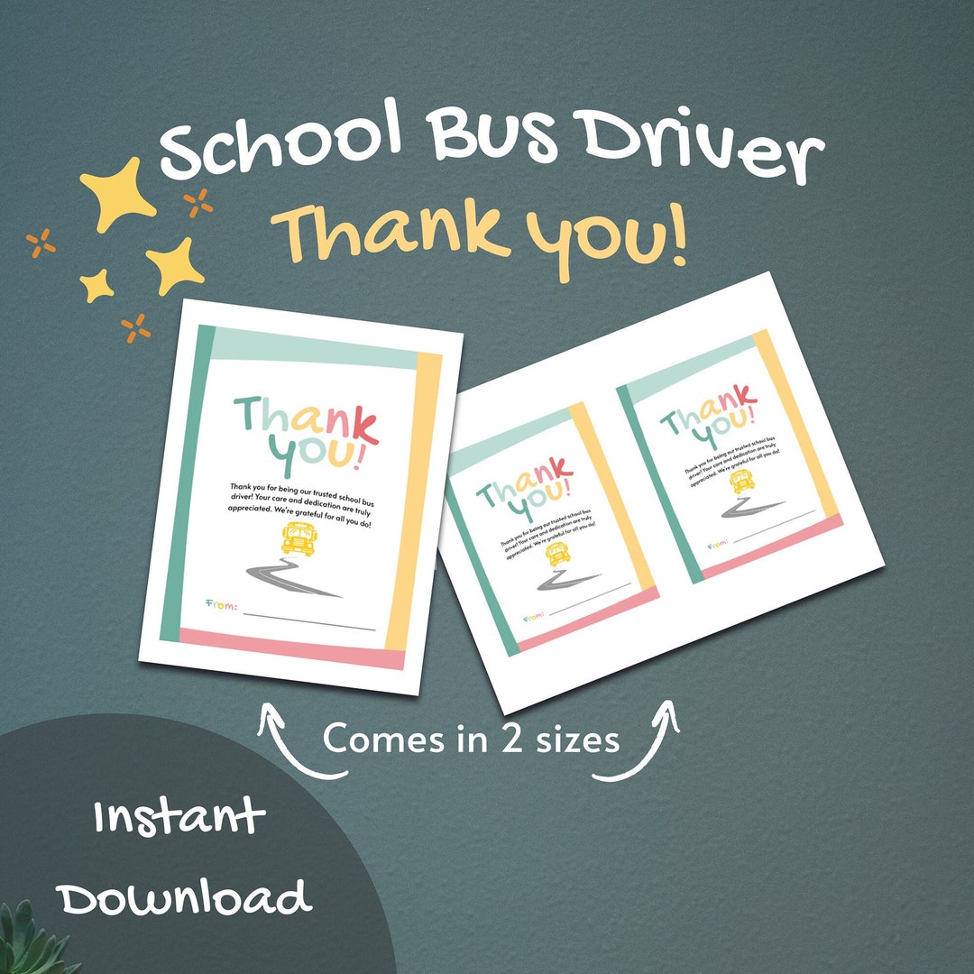 School Bus Driver Appreciation, Bus Driver Thank You Note, Last Day of ...