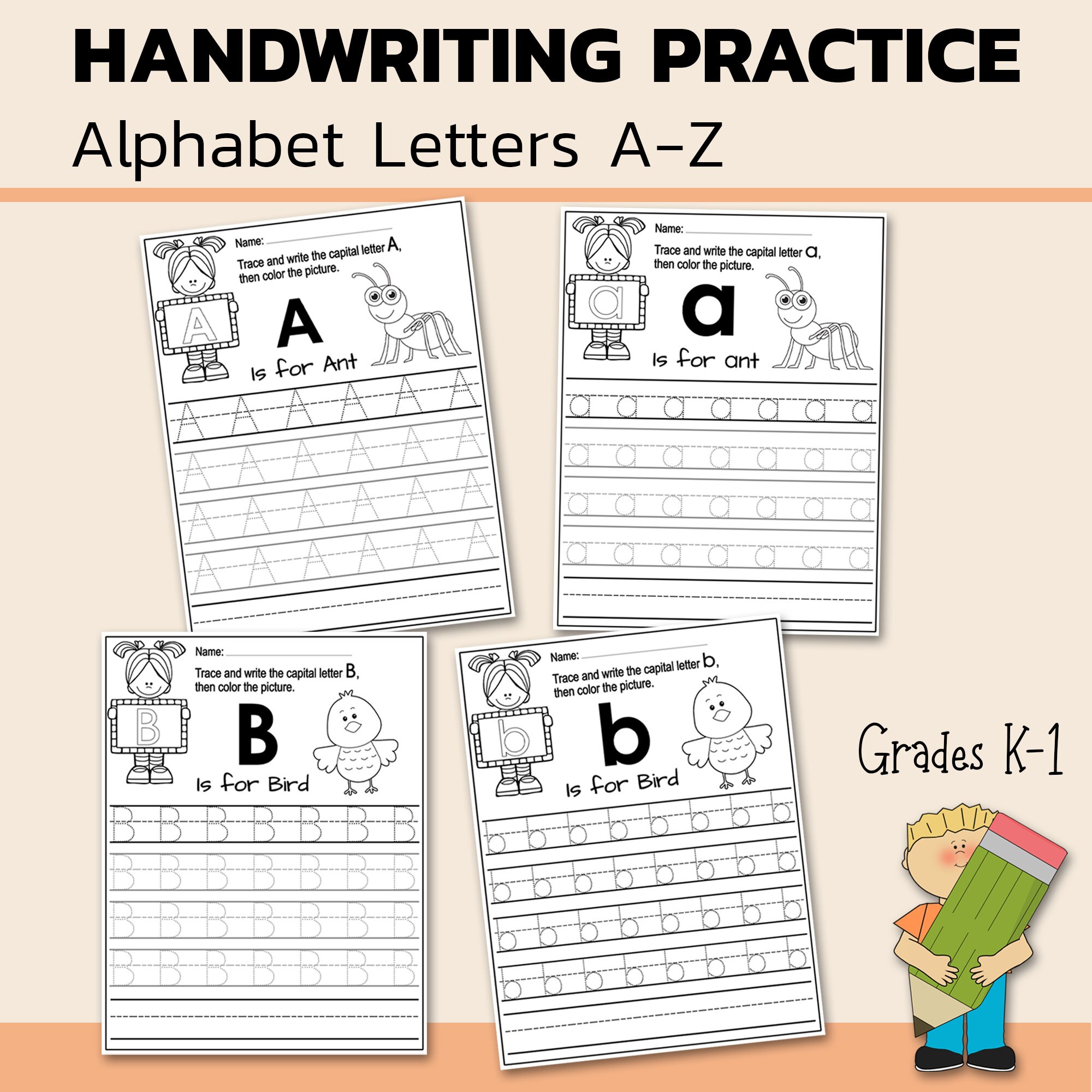 Printable Handwriting Worksheets A Z A Z Alphabet Handwriting Practice