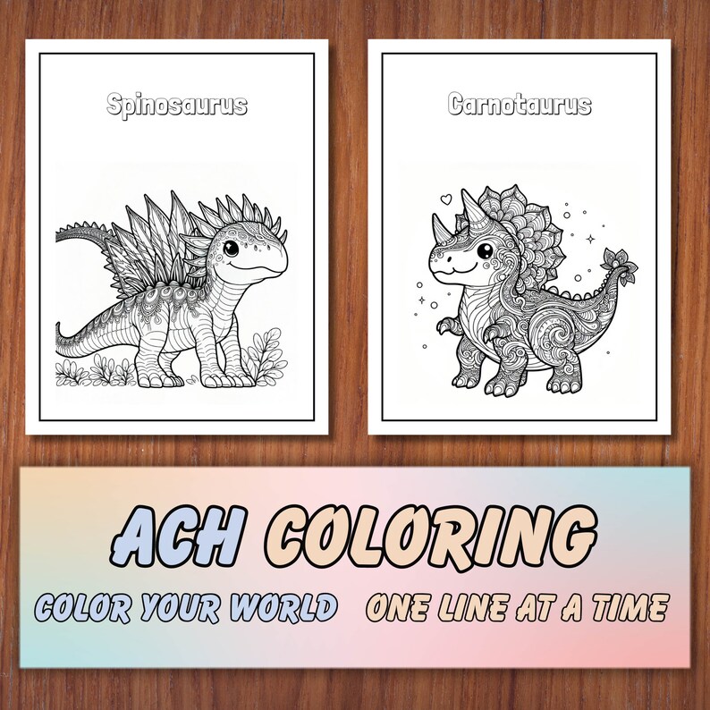 Dinosaur Coloring Book for Kids: 50 Dino Illustrations (digital ...