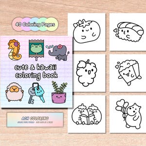 Cute & Kawaii Coloring Book | Bold and Easy Coloring Page, Cute Digital ...