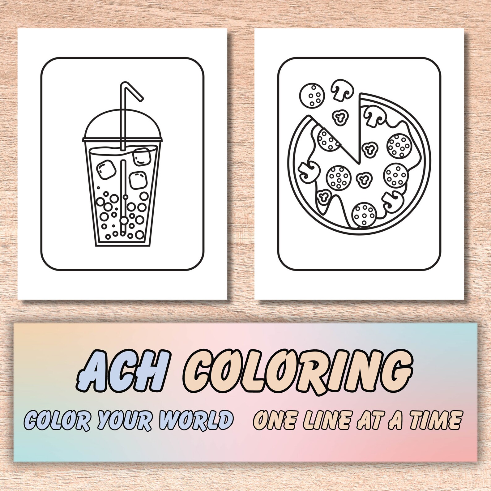 Food & Snacks Coloring Book: 50 Bold Easy Pages (digital Download) - Etsy