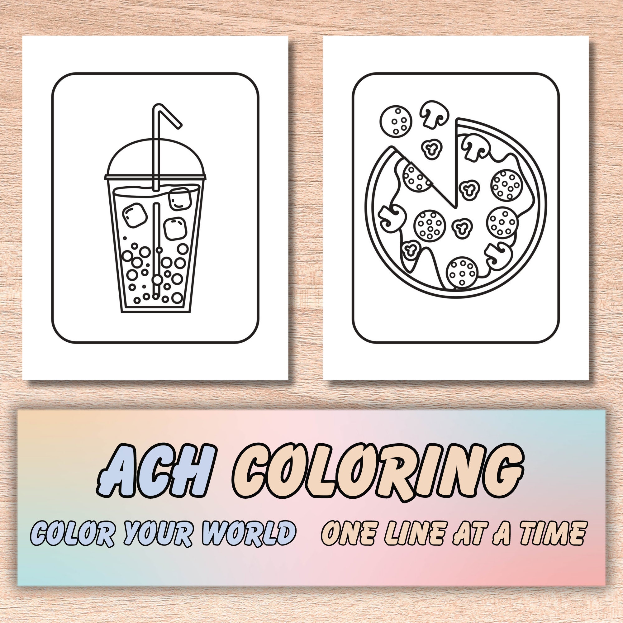 Food & Snacks Coloring Book: 50 Bold Easy Pages (digital Download) - Etsy