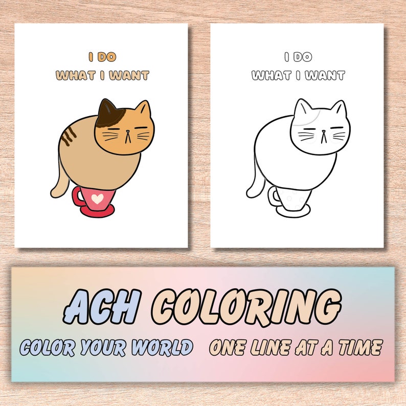 Catitude Coloring Book | 50 Cute Cat Pages (PDF Pattern) - Etsy