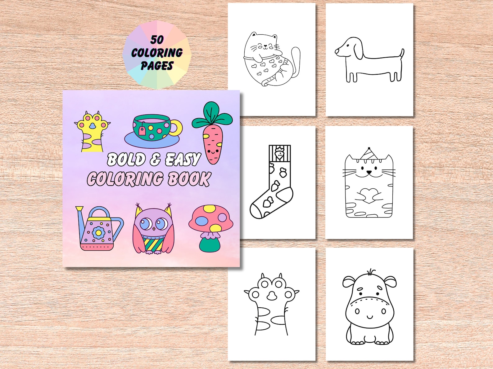 Bold & Easy Coloring Book | Easy Coloring Pages, Cute Printable, Large ...