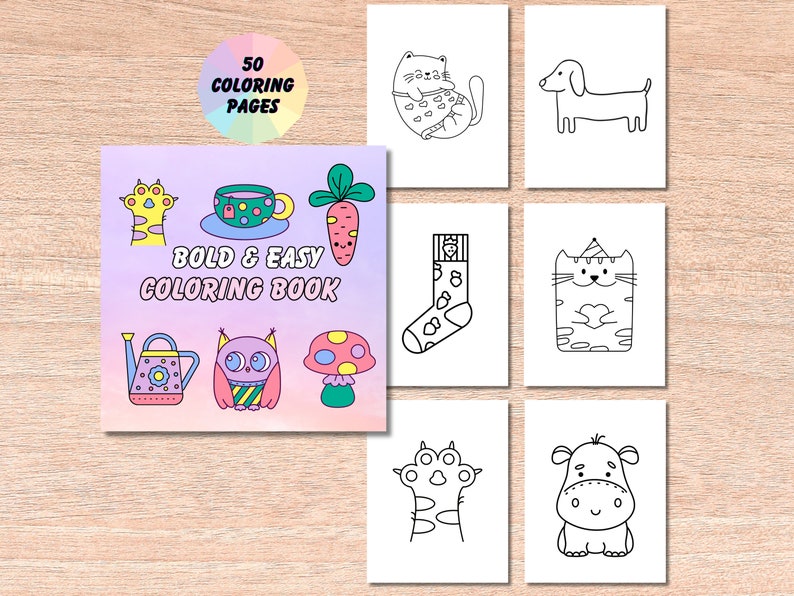 Bold & Easy Coloring Book | Easy Coloring Pages, Cute Printable, Large ...