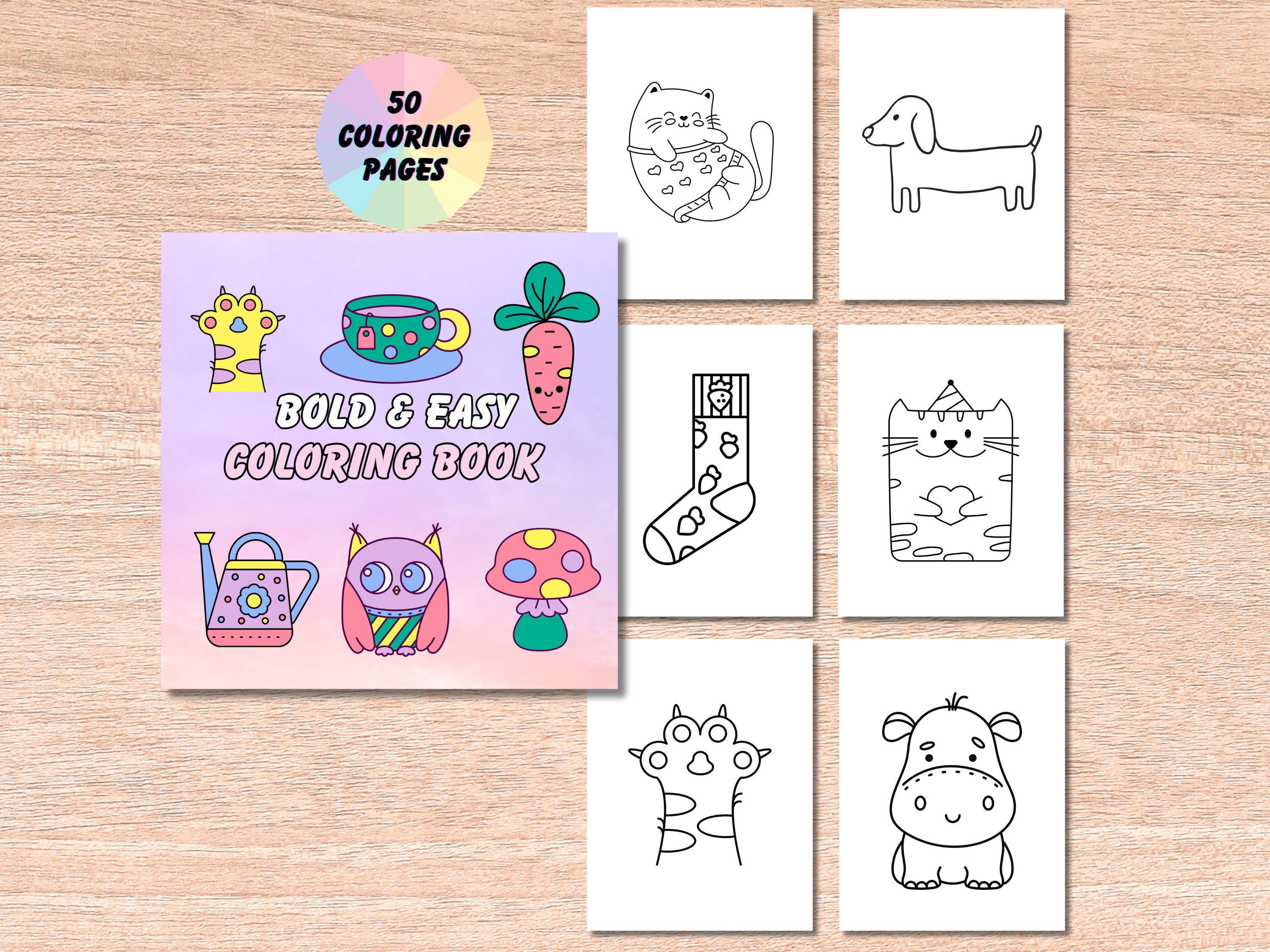 Bold & Easy Coloring Book | Easy Coloring Pages, Cute Printable, Large ...
