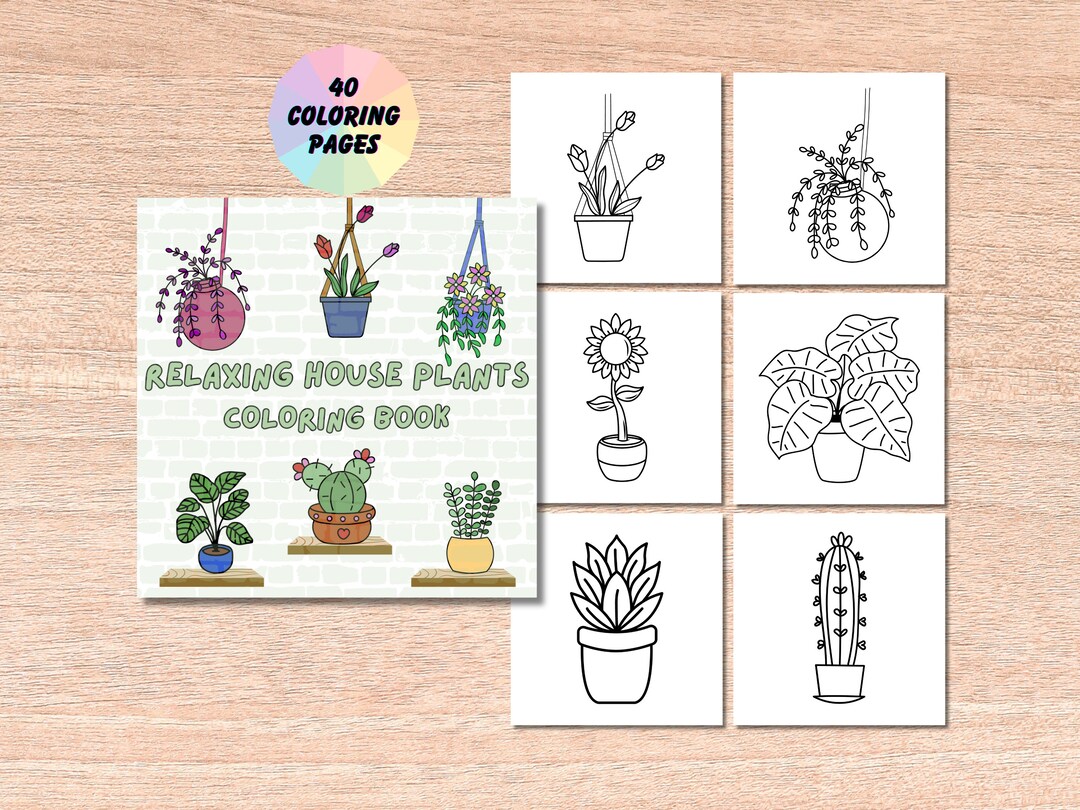 Relaxing House Plants Coloring Book | Botanical Coloring Pages, Indoor ...