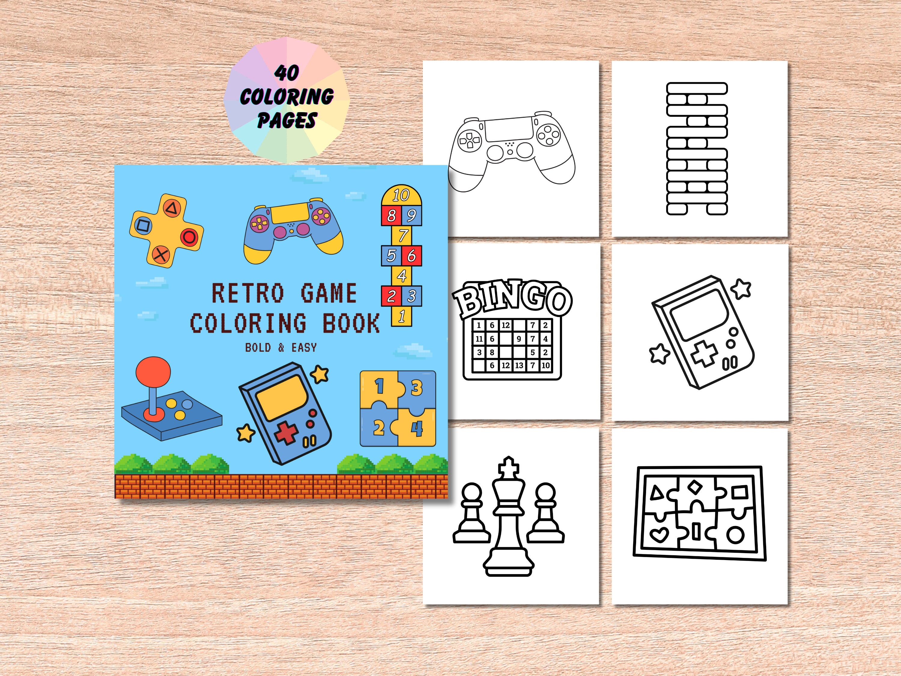 Retro Game Coloring Book Game Console Coloring Page, Video Game Digital ...
