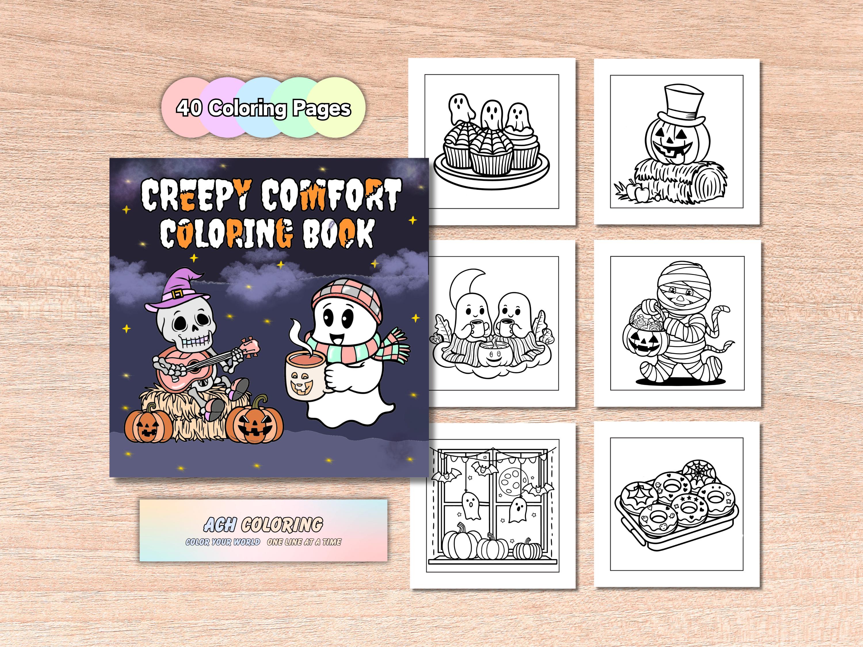 Creepy Comfort Coloring Book | Cute Ghost Coloring Pages, Halloween ...