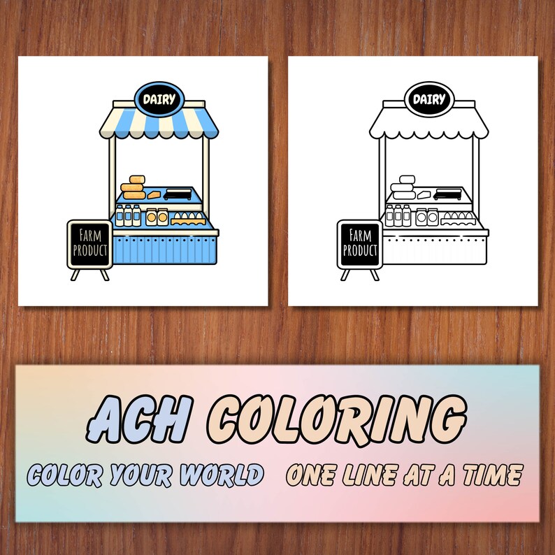 Street Market Coloring Book | Mini Booth Coloring Pages, Storefront ...