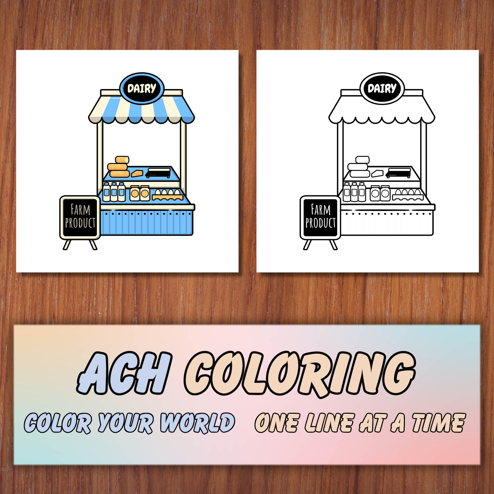 Street Market Coloring Book | Mini Booth Coloring Pages, Storefront ...