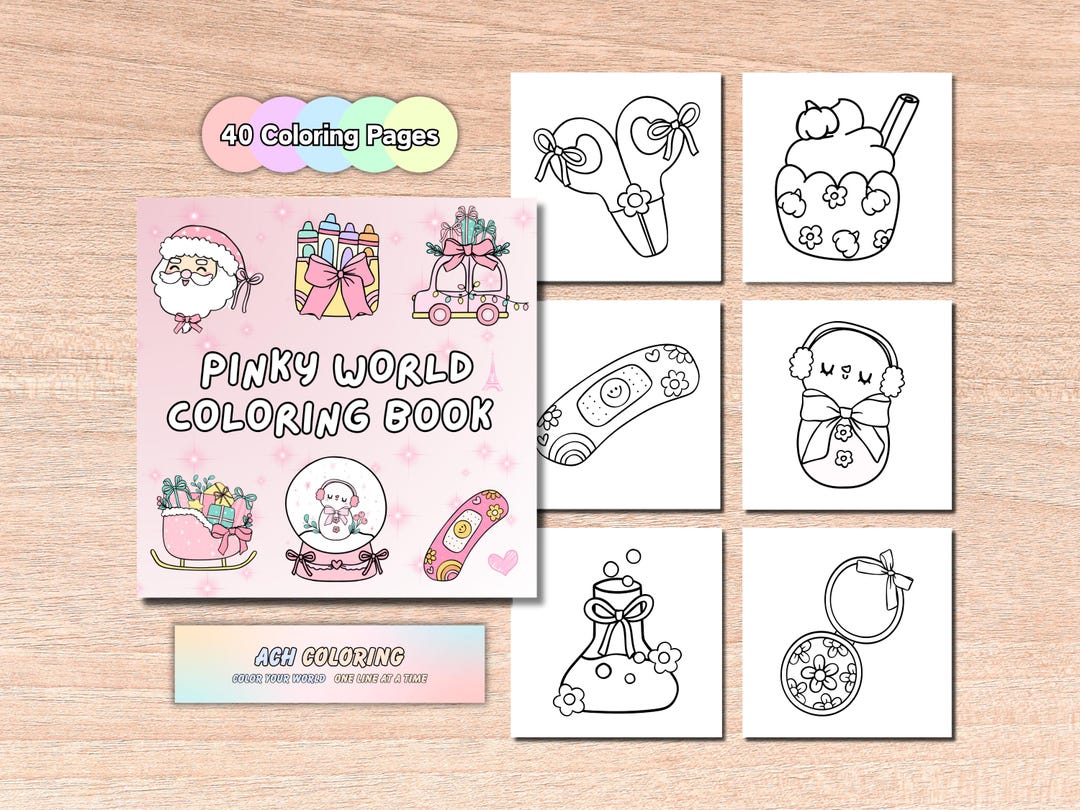 Pinky World Coloring Book | Adorable Coloring Pages, Comfy Relaxation ...