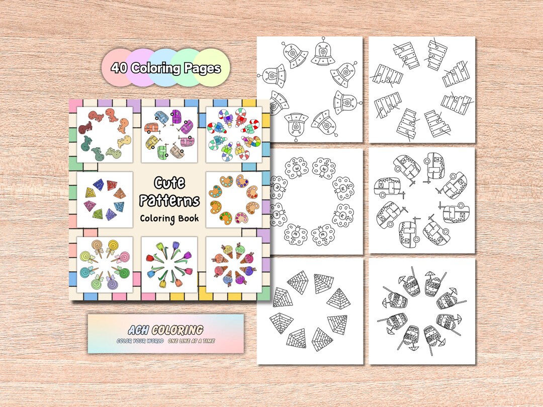 Cute Patterns Coloring Book | Easy Patterns Coloring Page, Geometric ...