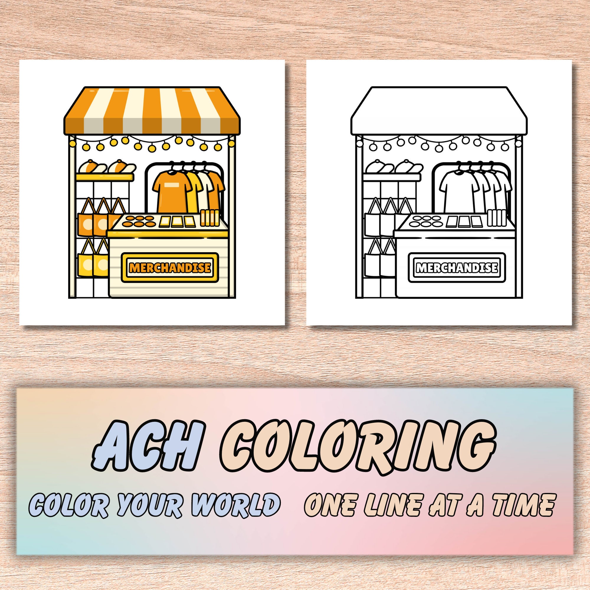 Street Market Coloring Book Mini Booth Coloring Pages, Storefront ...