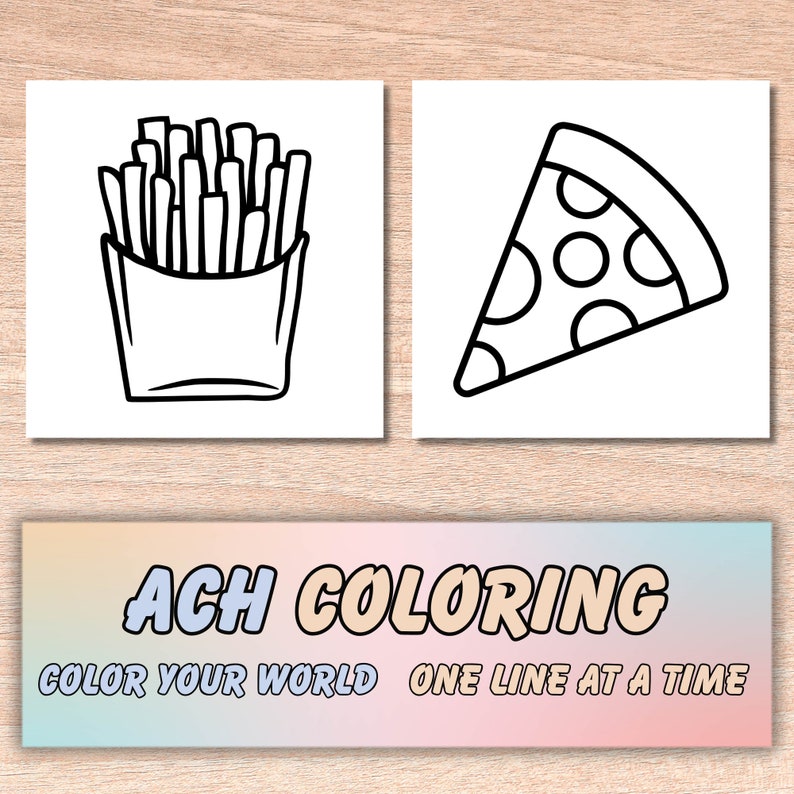 Food & Snacks Coloring Book: Easy Bold Designs for Kids (instant ...