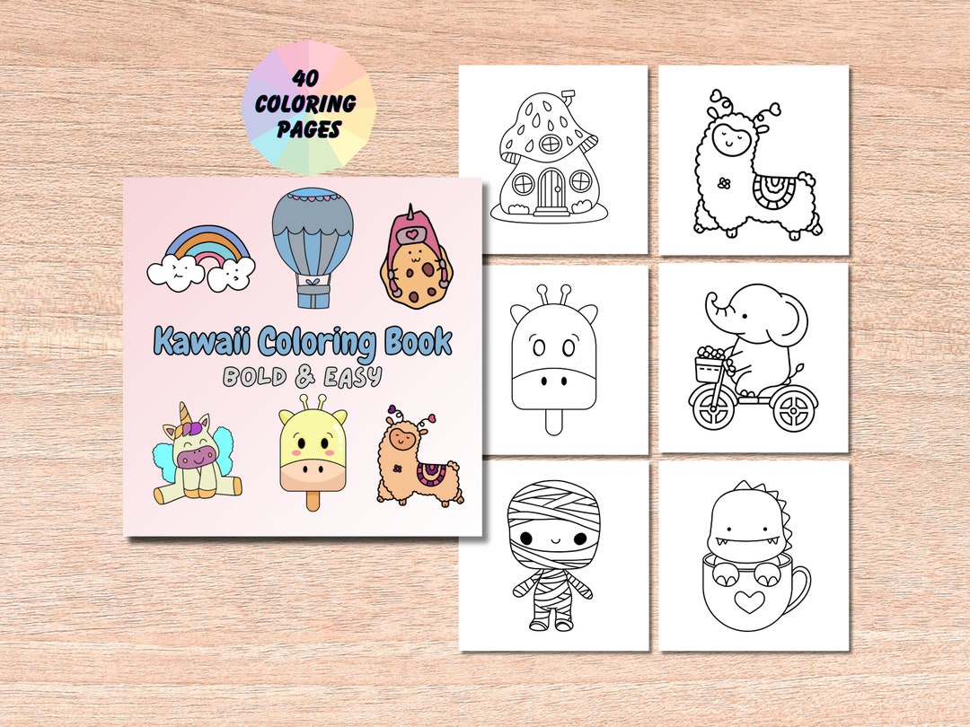 Kawaii Coloring Book Cute Coloring Pages for Kids, Bold & Easy ...