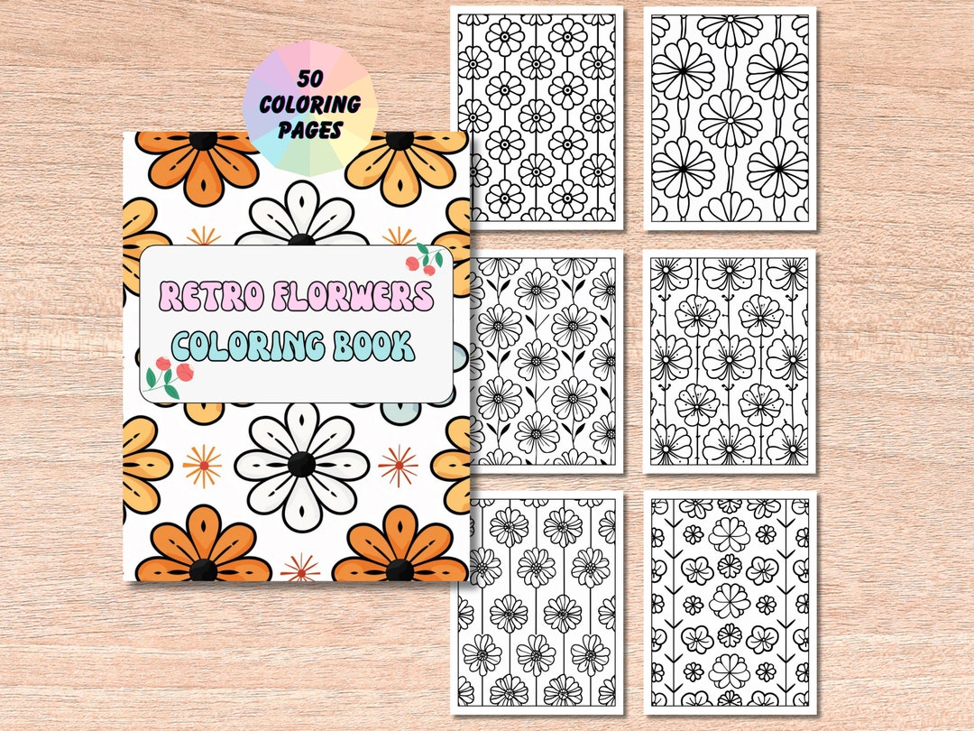 Retro Floral Coloring Book: 50 Vintage Patterns (PDF Printable) - Etsy