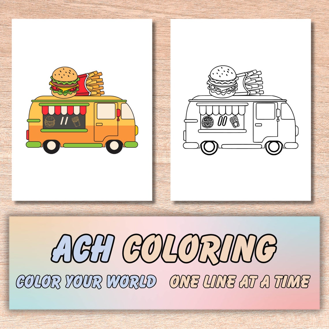 Food Truck Coloring Book Food Coloring Page, Fast Food Printable ...