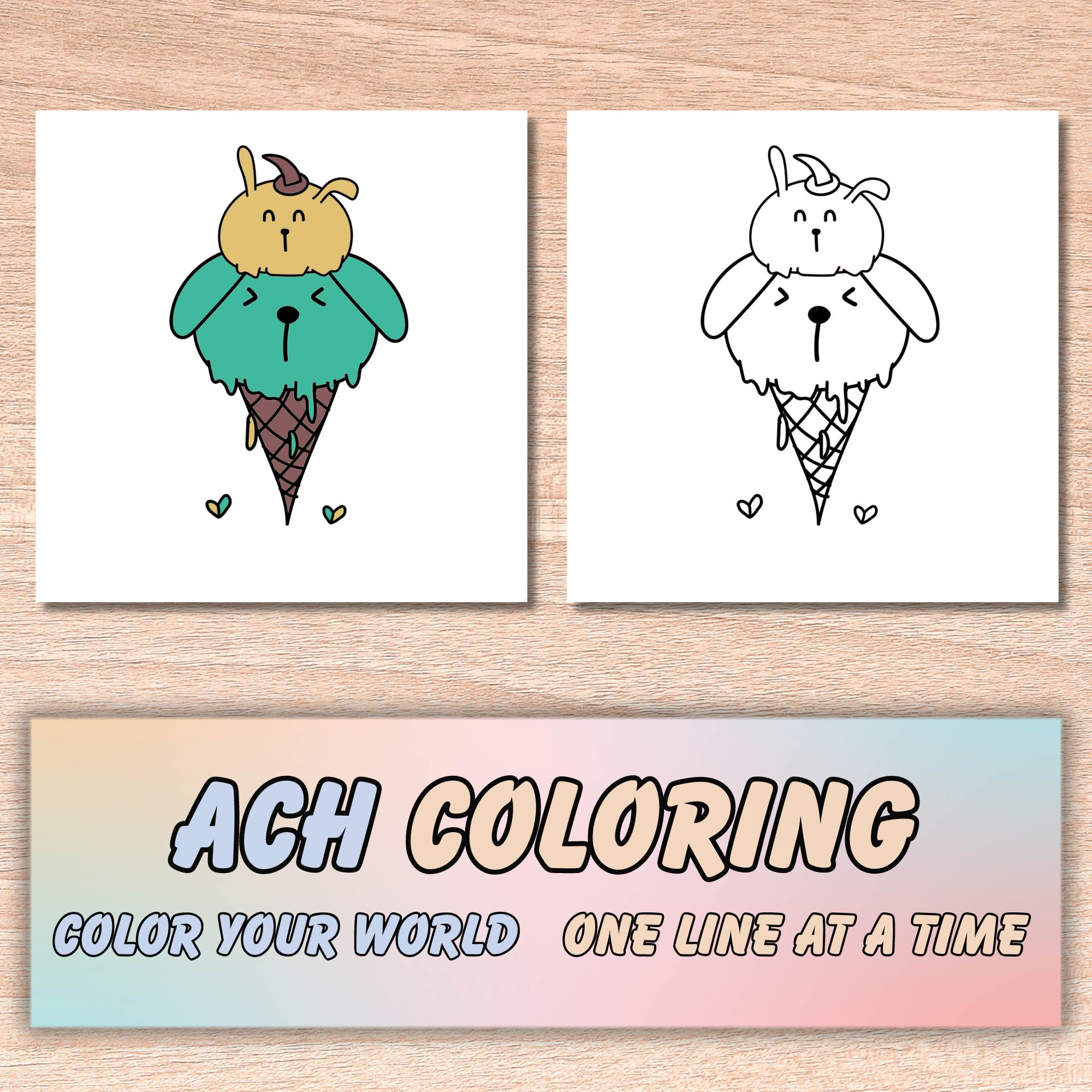 Kawaii Ice Cream Coloring Book Bold & Easy Instant Download, Cute ...
