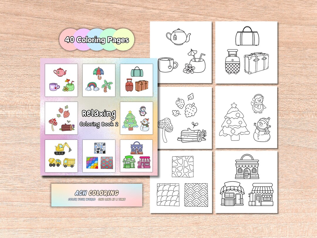 Relaxing Coloring Book 2 | Bold & Easy Coloring Page, Cute Digital ...