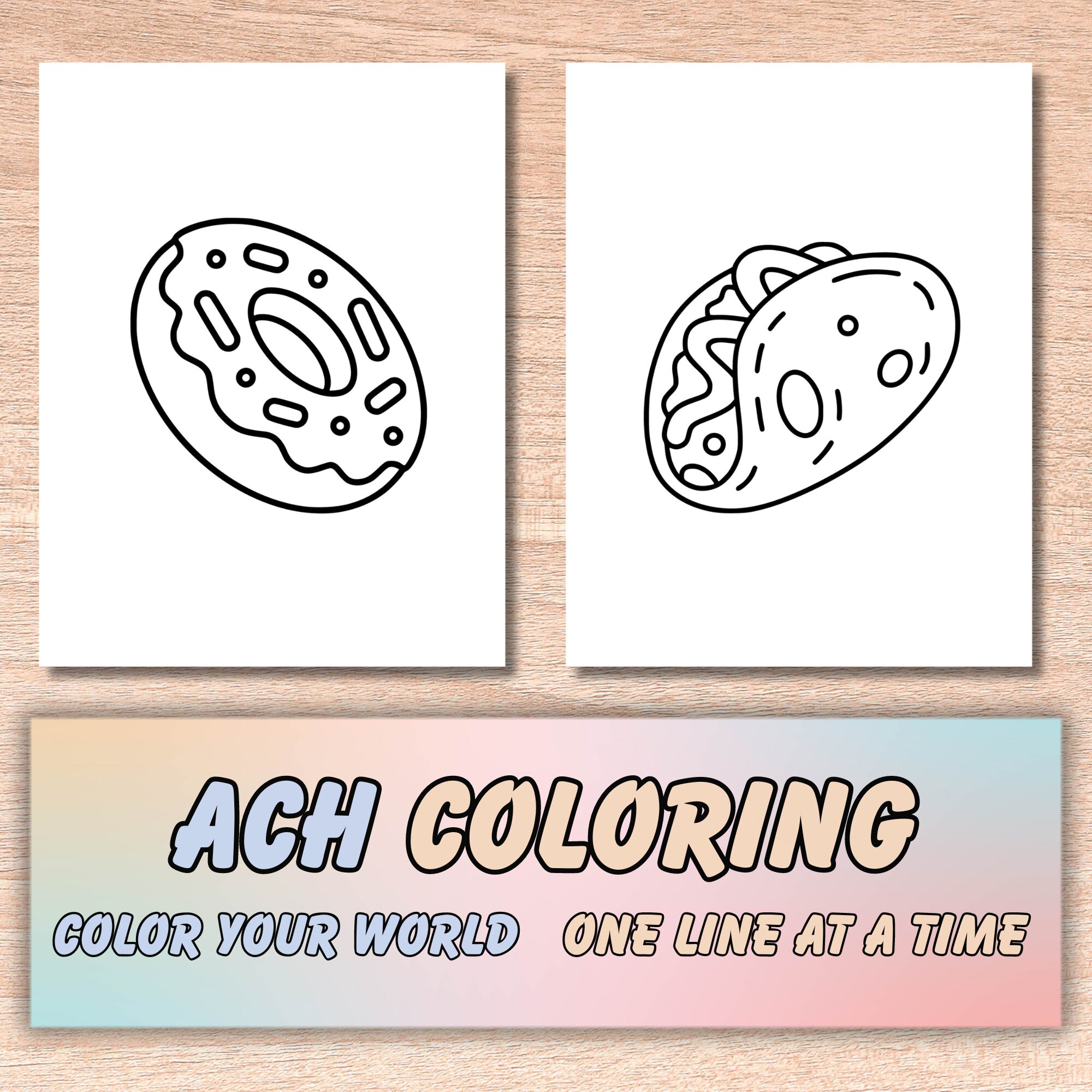 Food and Snacks Coloring Book 3 Bold and Easy, Fruits Coloring Pages ...