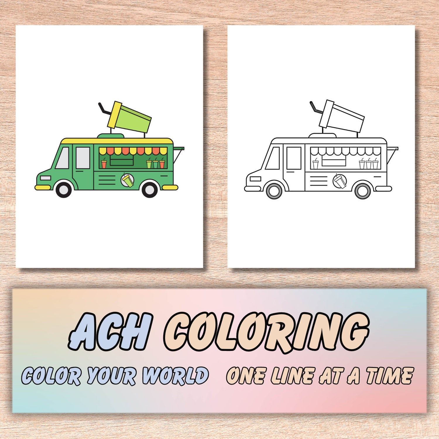 Food Truck Coloring Book Food Coloring Page, Fast Food Printable ...
