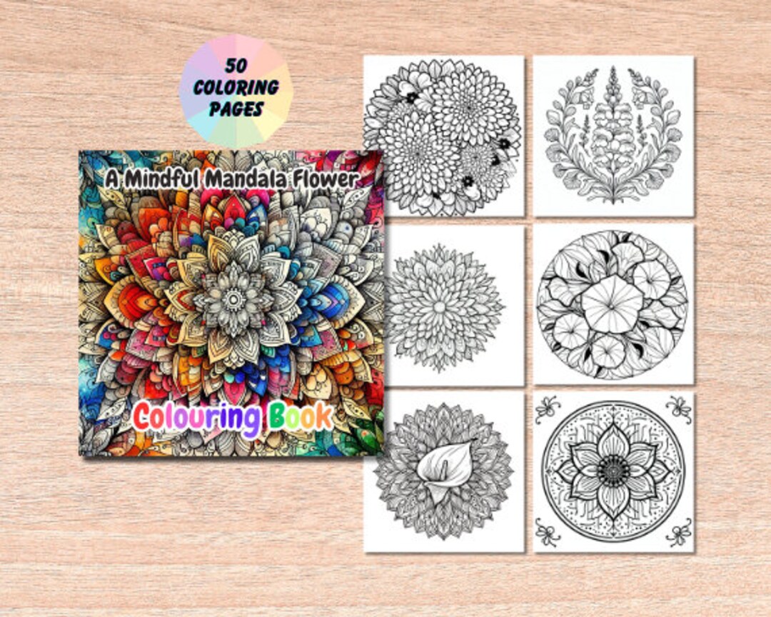 A Mindful Mandala Flower Coloring Book | Flower Coloring Page, Instant ...