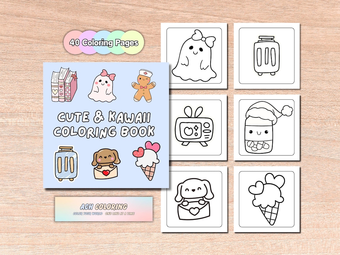 Cute & Kawaii Coloring Book | Adorable Coloring Pages, Comfy Relaxation ...