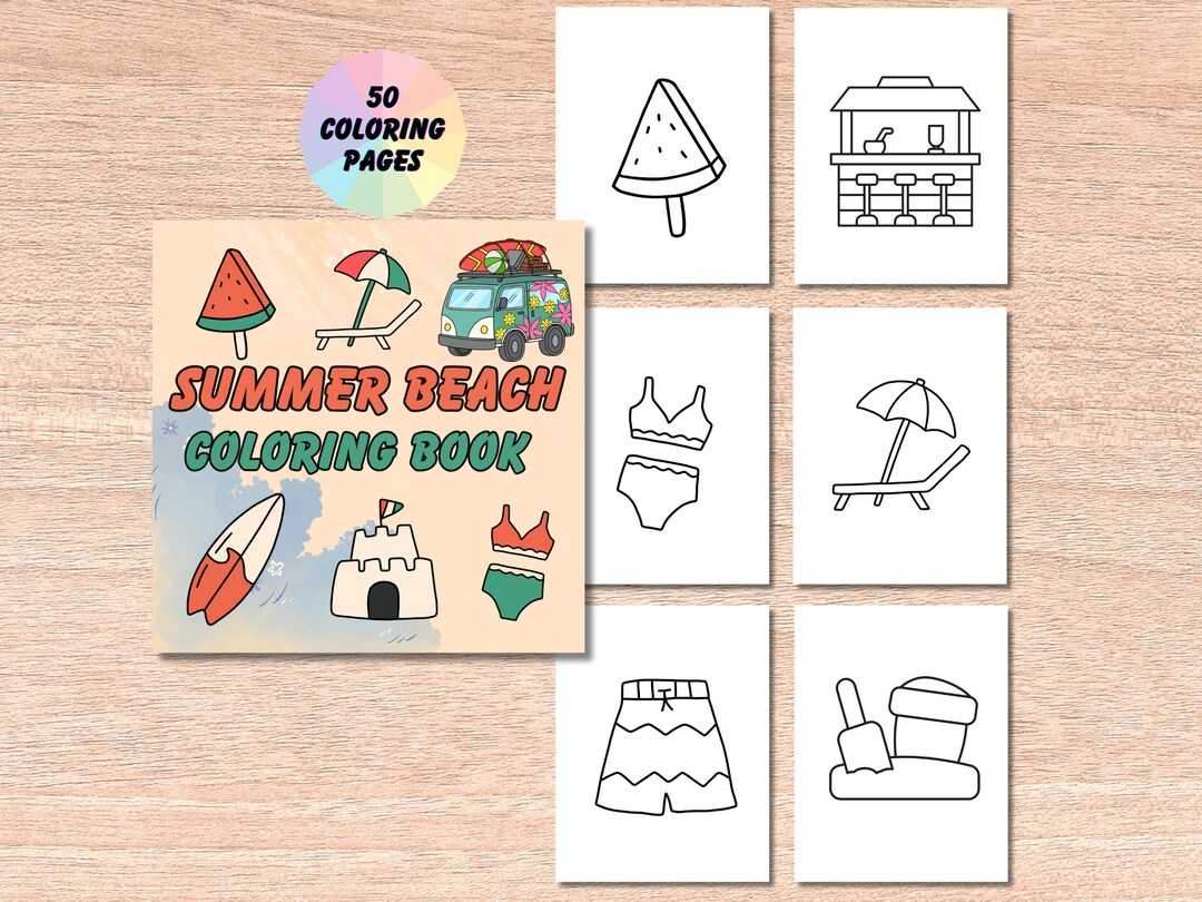 Summer Beach Coloring Book | Beach Coloring Page, Summer Printable ...