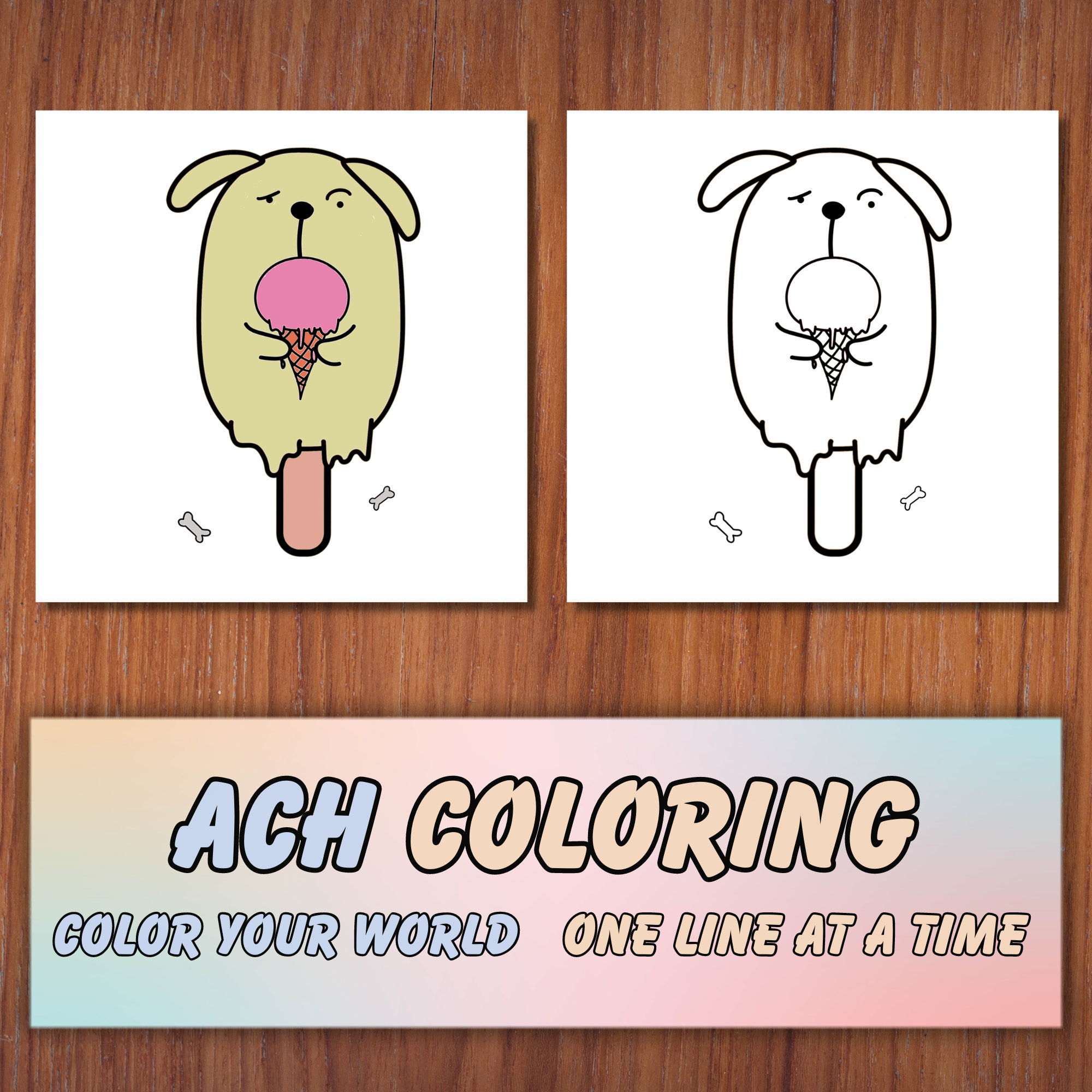 Kawaii Ice Cream Coloring Book Bold & Easy Instant Download, Cute ...