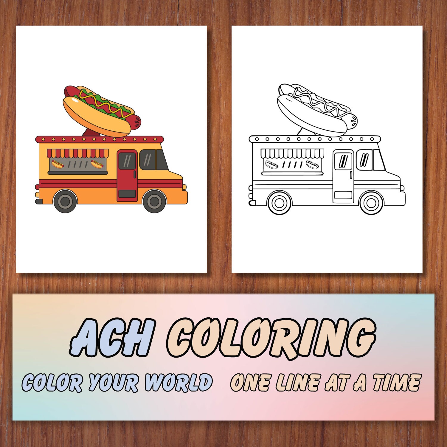 Food Truck Coloring Book | Food Coloring Page, Fast Food Printable ...