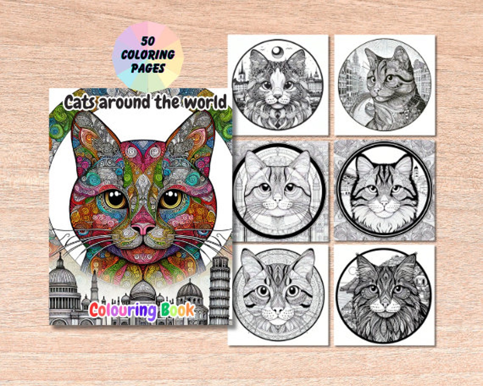 Cats Around the World Coloring Book | Cat Colouring Page, Instant ...