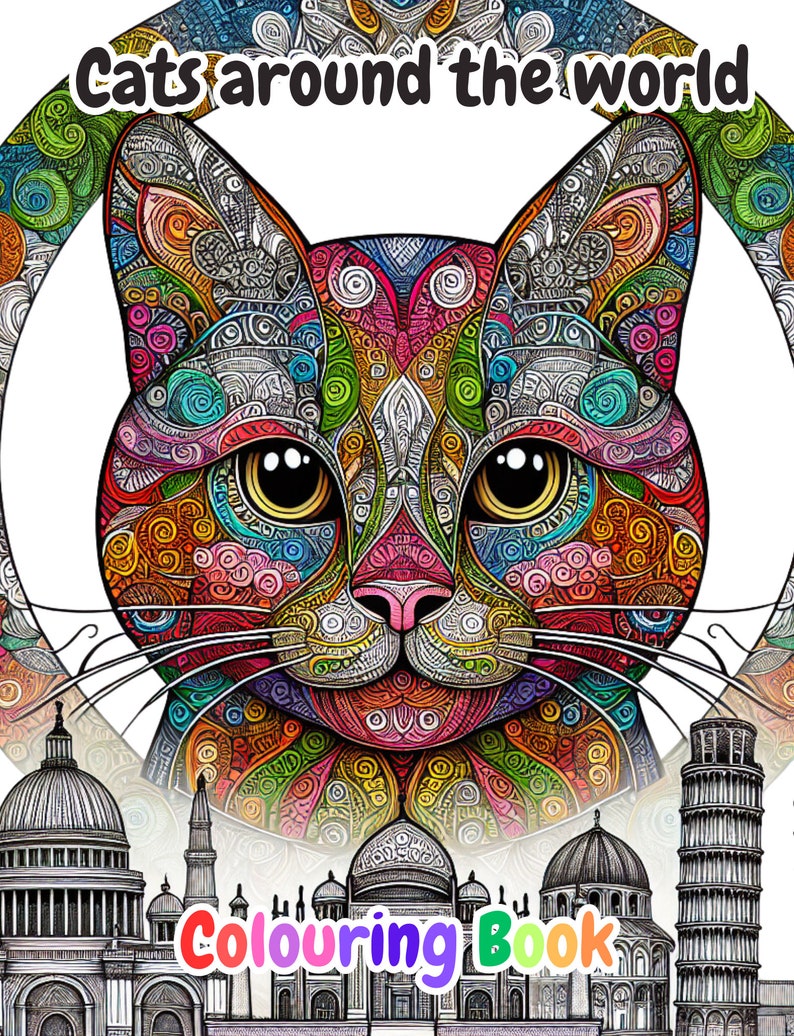 Cats Around the World Coloring Book | Cat Colouring Page, Instant ...