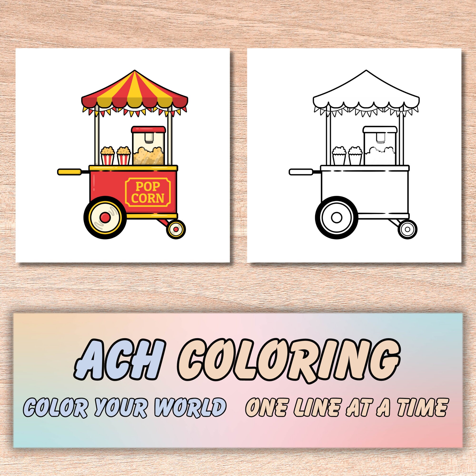 Street Market Coloring Book | Mini Booth Coloring Pages, Storefront ...