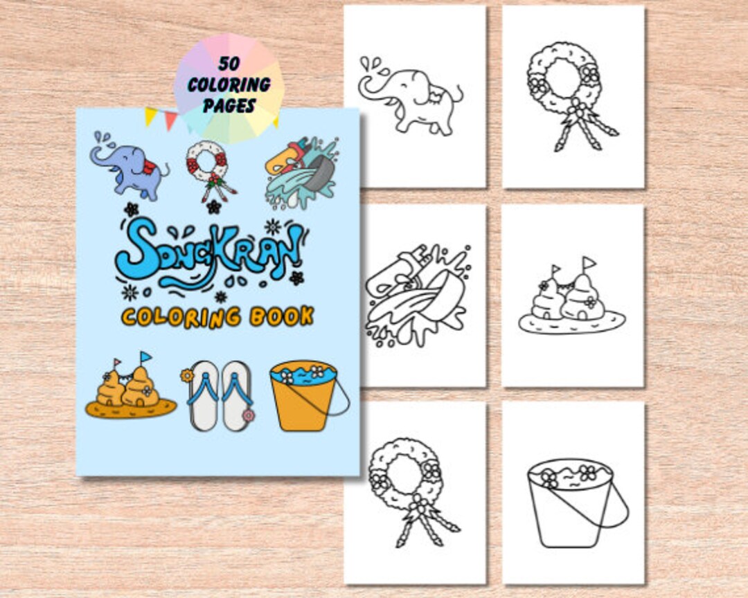 Songkran Coloring Book | Thai New Year Water Festival, Instant Download ...